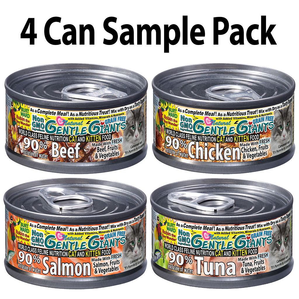 Cat Food Sample Pack - 3 oz Canned Cat and Kitten Food – Gentle Giants ...